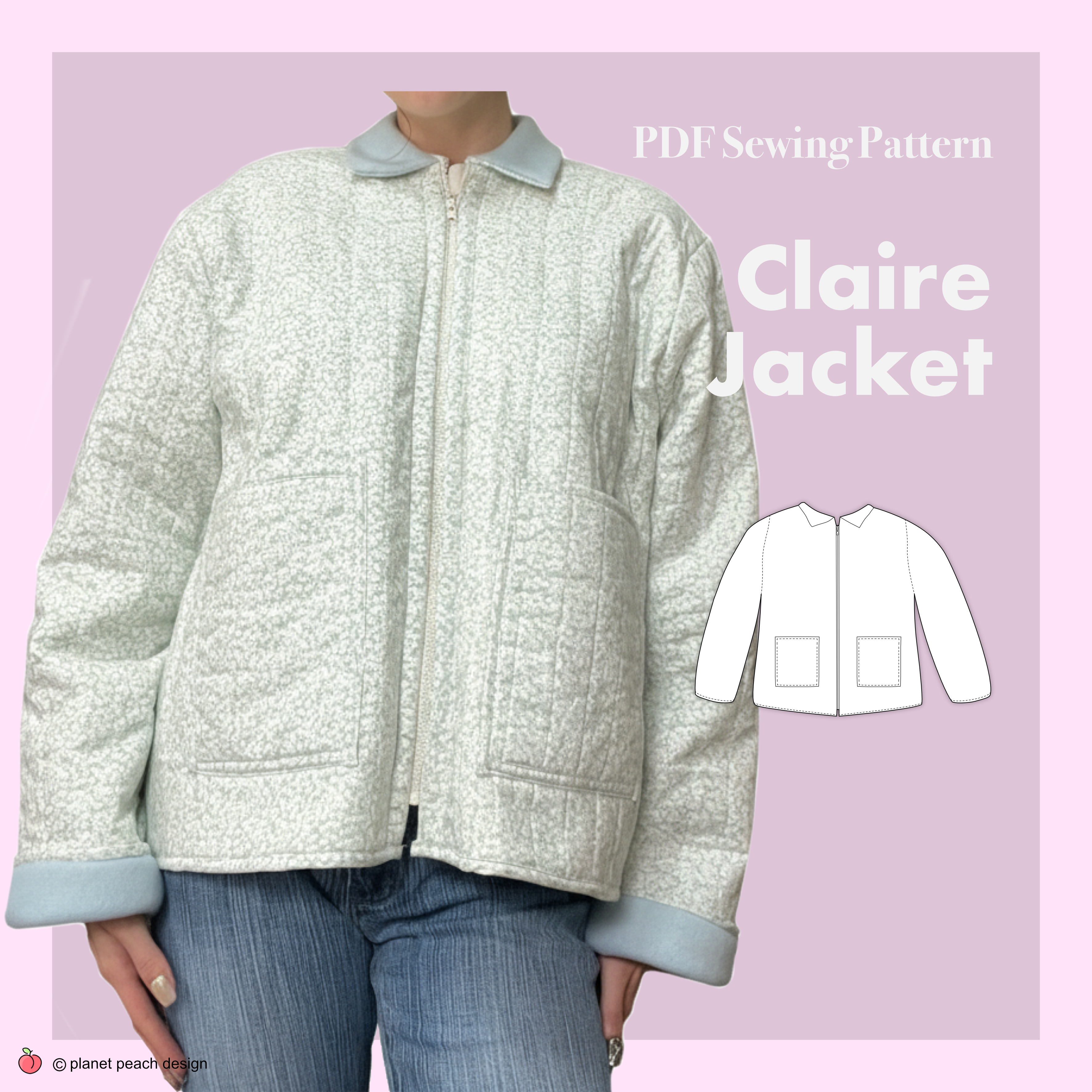 Oversized Collar Jacket | Claire Jacket – Planet Peach Design