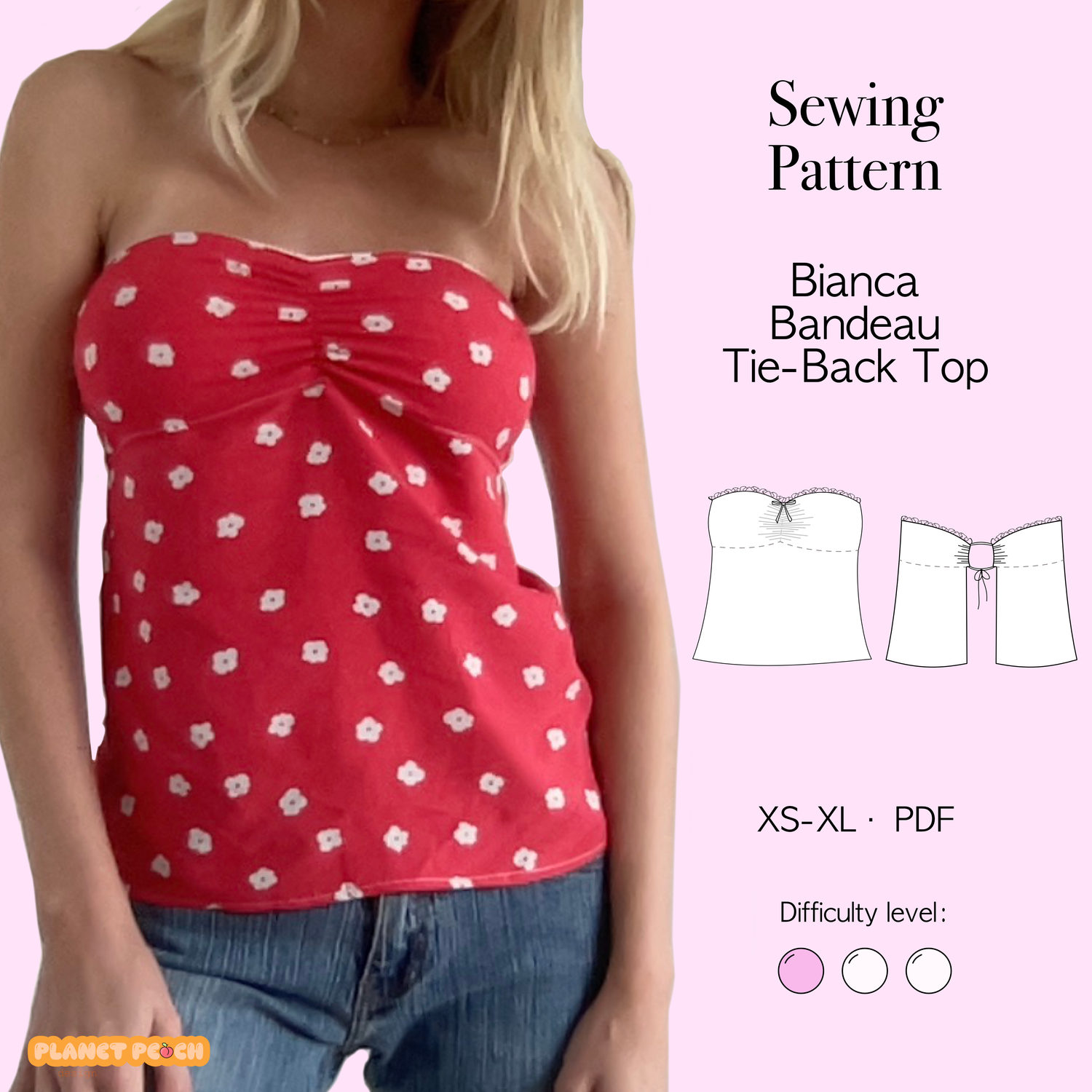 Strapless Open-Back Tube Top Sewing Pattern | Bianca Top – Planet Peach ...